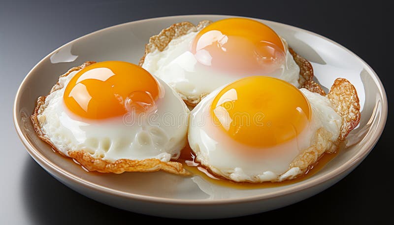 Perfect Sunny Side Up Eggs on a Plate, with Bright Yolks and Crispy ...