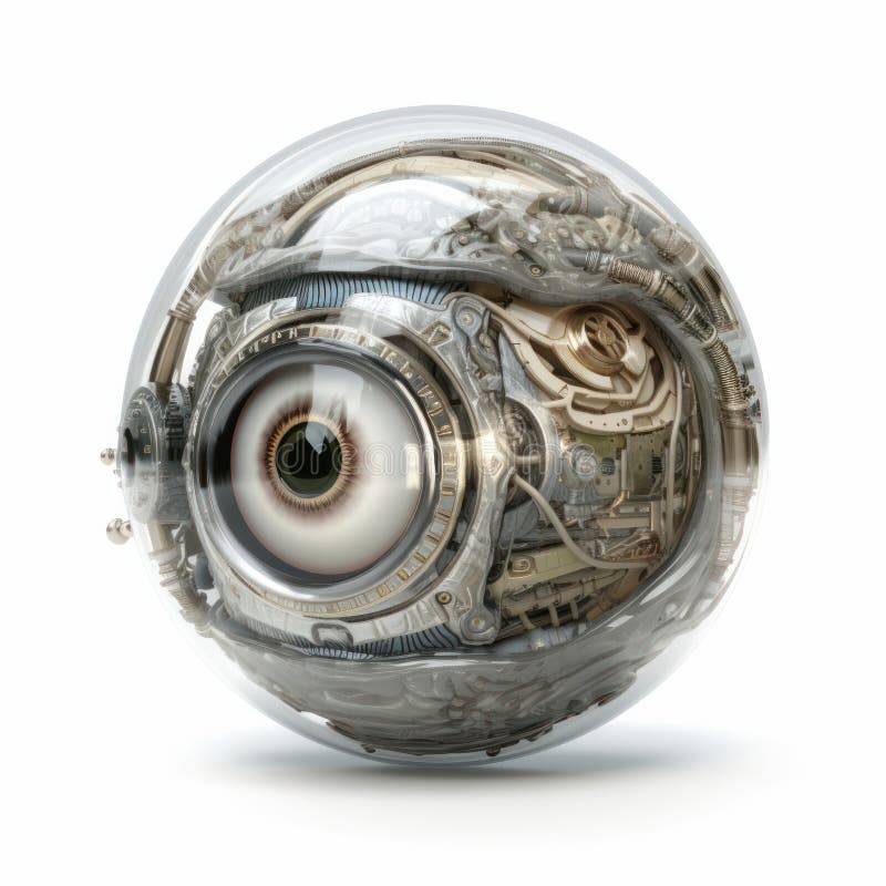 Robotic Eye with Metallic Textures and Glowing Circuits Stock ...