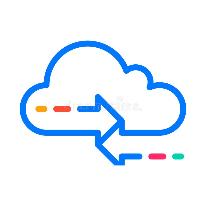 Syncing Data on the Cloud Service. Cloud Computing Icon. Simple Outline ...