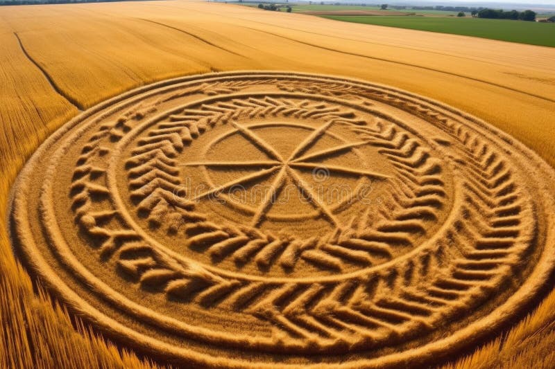 Perfect Symmetry in a Crop Circle with Concentric Squares Stock ...