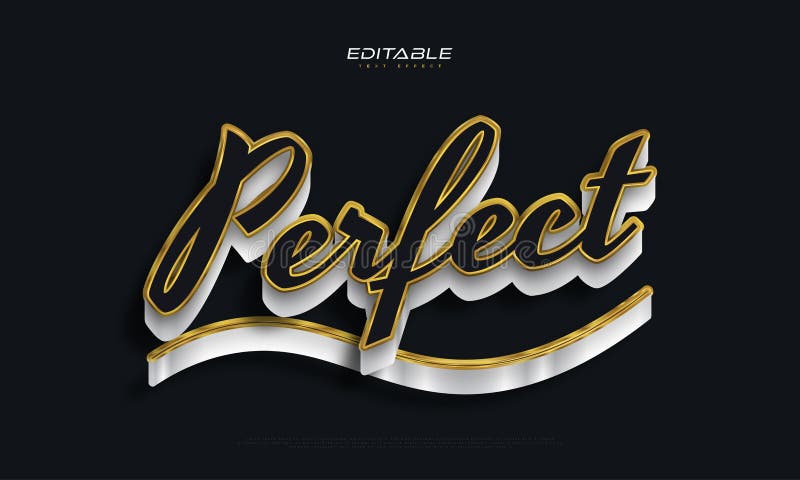 Perfect Text in Black, White and Gold Style with 3D Effect. Editable ...