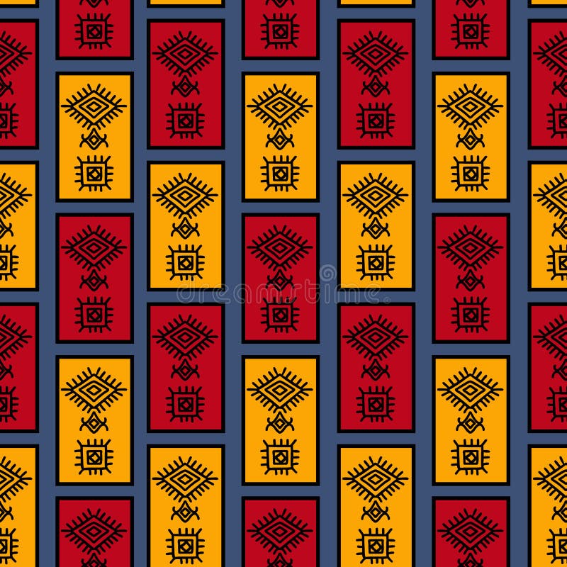 Perfect Tribal Rectangle Stripes Pattern with Seamless African Symbol ...