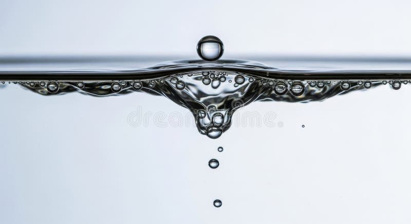 Perfect Water Drop Splash with Surface Tension and Bubbles Stock ...