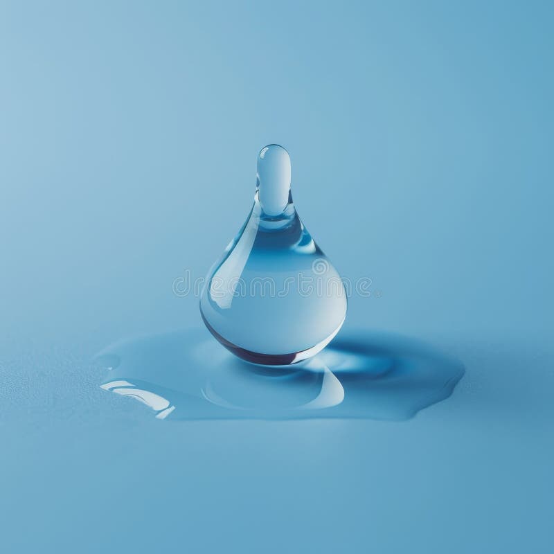 Perfect Water Droplet on a Smooth Blue Surface Stock Illustration ...