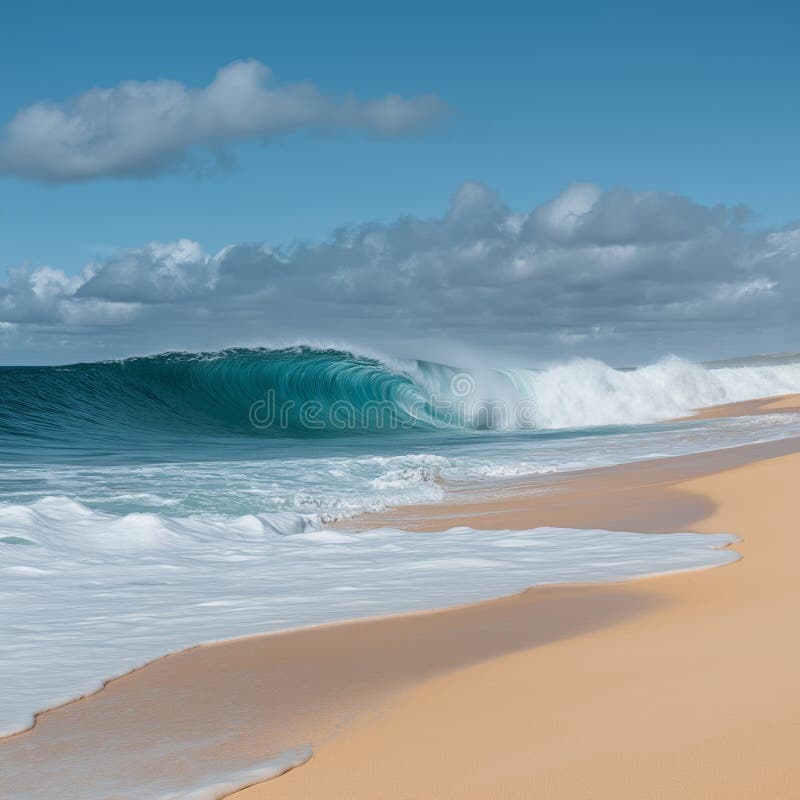 Perfect Wave. Beautiful Blue Ocean Wave on a Beach Stock Illustration ...