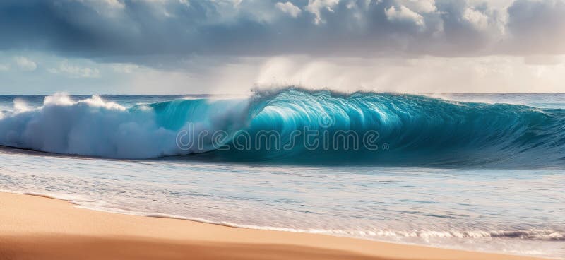 Perfect Wave. Beautiful Blue Ocean Wave on a Beach Stock Illustration ...