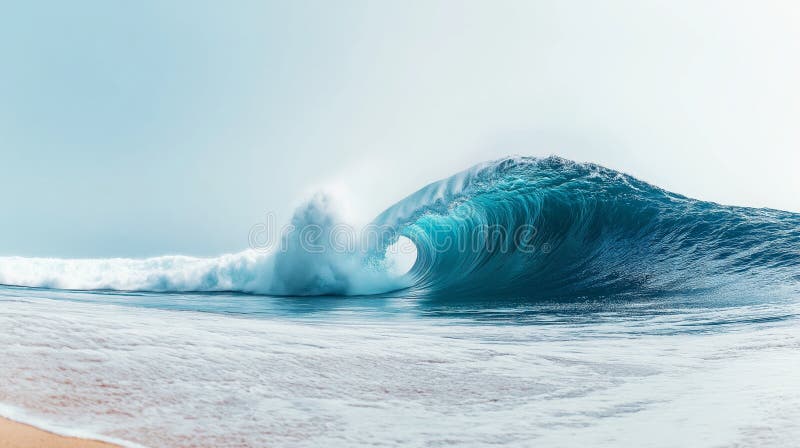 Perfect Wave. Beautiful Blue Ocean Wave on a Beach Stock Illustration ...