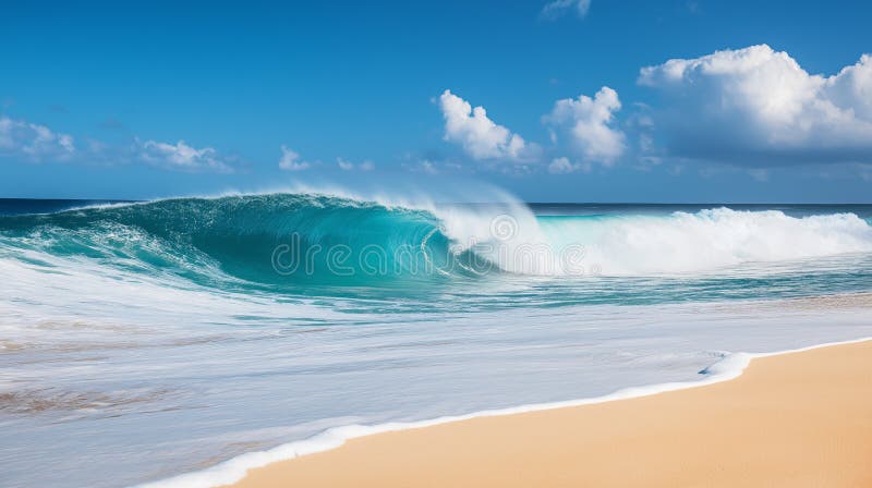 Perfect Wave. Beautiful Blue Ocean Wave on a Beach Stock Illustration ...