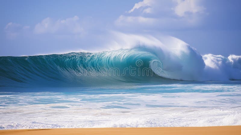 Perfect Wave. Beautiful Blue Ocean Wave on a Beach Stock Illustration ...