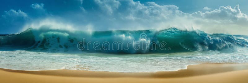 Perfect Wave. Beautiful Blue Ocean Wave on a Beach Stock Illustration ...