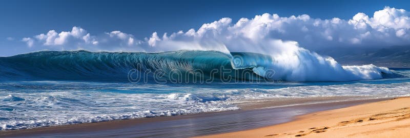 Perfect Wave. Beautiful Blue Ocean Wave on a Beach Stock Illustration ...