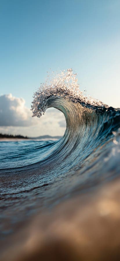 Perfect Wave. Beautiful Blue Ocean Wave on a Beach Stock Illustration ...