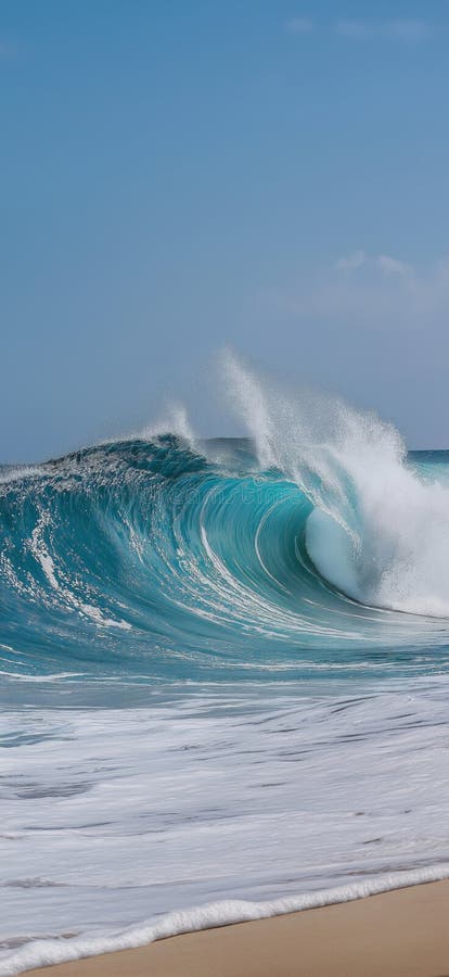 Perfect Wave. Beautiful Blue Ocean Wave on a Beach Stock Illustration ...