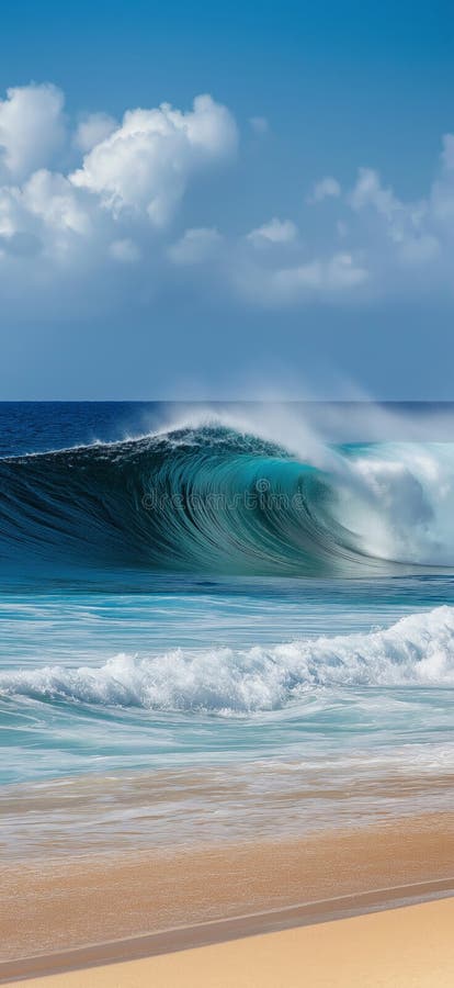 Perfect Wave. Beautiful Blue Ocean Wave on a Beach Stock Illustration ...