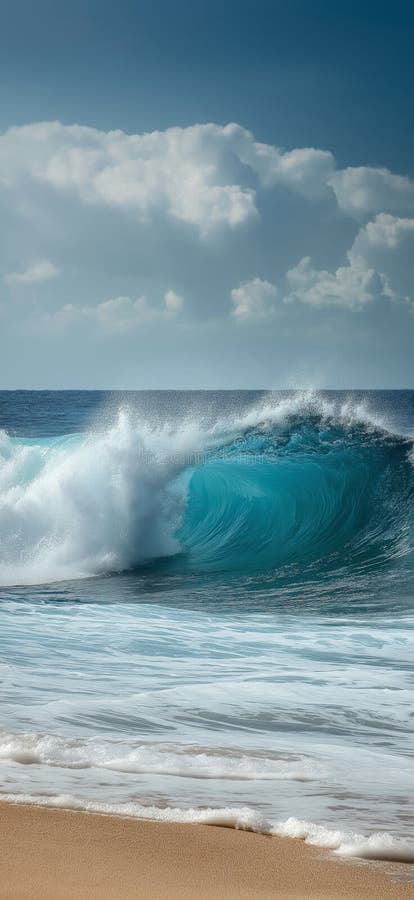Perfect Wave. Beautiful Blue Ocean Wave on a Beach Stock Illustration ...