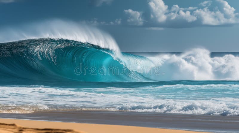 Perfect Wave. Beautiful Blue Ocean Wave on a Beach Stock Illustration ...