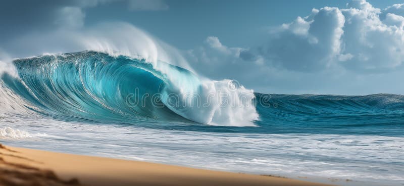 Perfect Wave. Beautiful Blue Ocean Wave on a Beach Stock Illustration ...