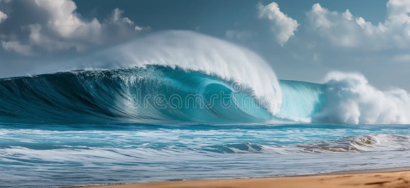 Perfect Wave. Beautiful Blue Ocean Wave on a Beach Stock Illustration ...