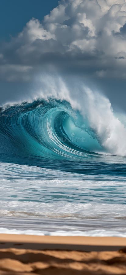 Perfect Wave. Beautiful Blue Ocean Wave on a Beach Stock Illustration ...