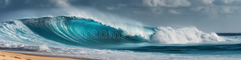 Perfect Wave. Beautiful Blue Ocean Wave on a Beach Stock Illustration ...