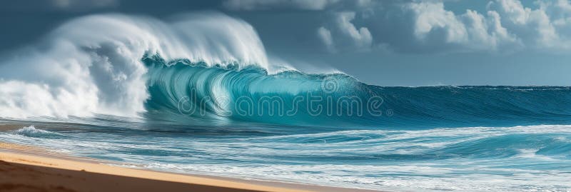 Perfect Wave. Beautiful Blue Ocean Wave on a Beach Stock Illustration ...