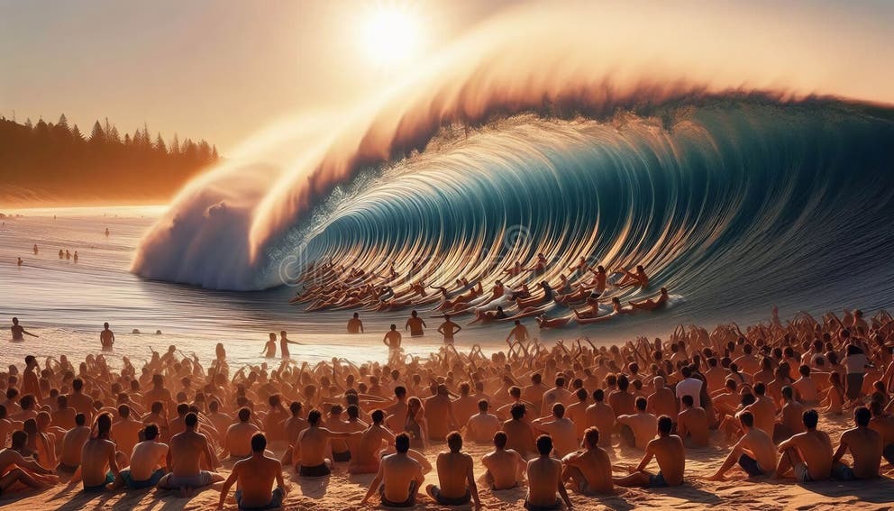 The Perfect Wave Capture the Ideal Formation of Waves Just Befor Stock Illustration ...