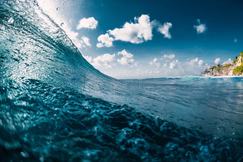 Perfect Wave in Ocean. Breaking Barrel Stock Image - Image of glassy ...