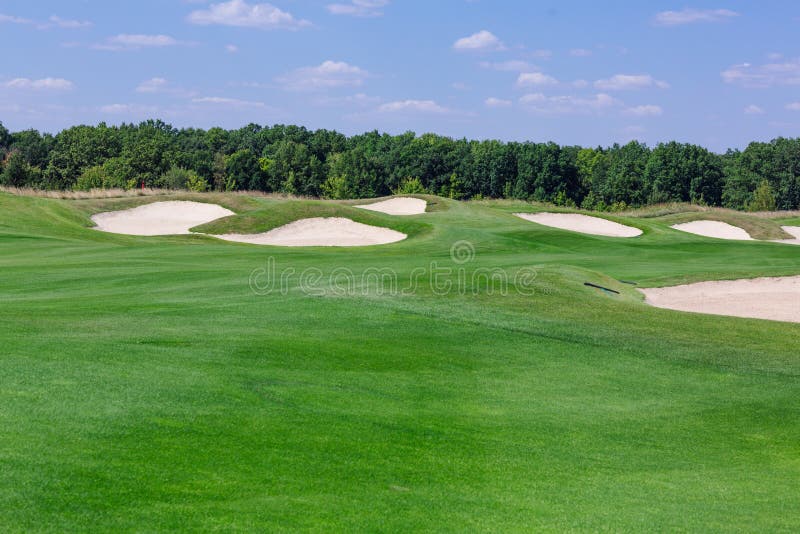 Perfect Wavy Green Ground on a Golf Course Stock Photo - Image of golf ...