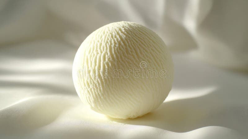 Perfect White Ice Cream Sphere on Soft Fabric Stock Illustration ...