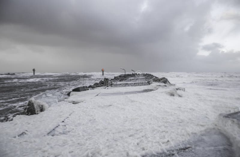 The Winter Storm at Torsminde in Denmark Stock Photo - Image of winter ...