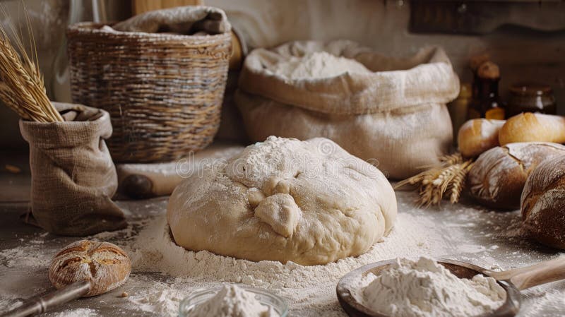 Perfecting the Art of Bread Making with Flour and Dough in a Cozy Kitchen Setup Generative AI ...