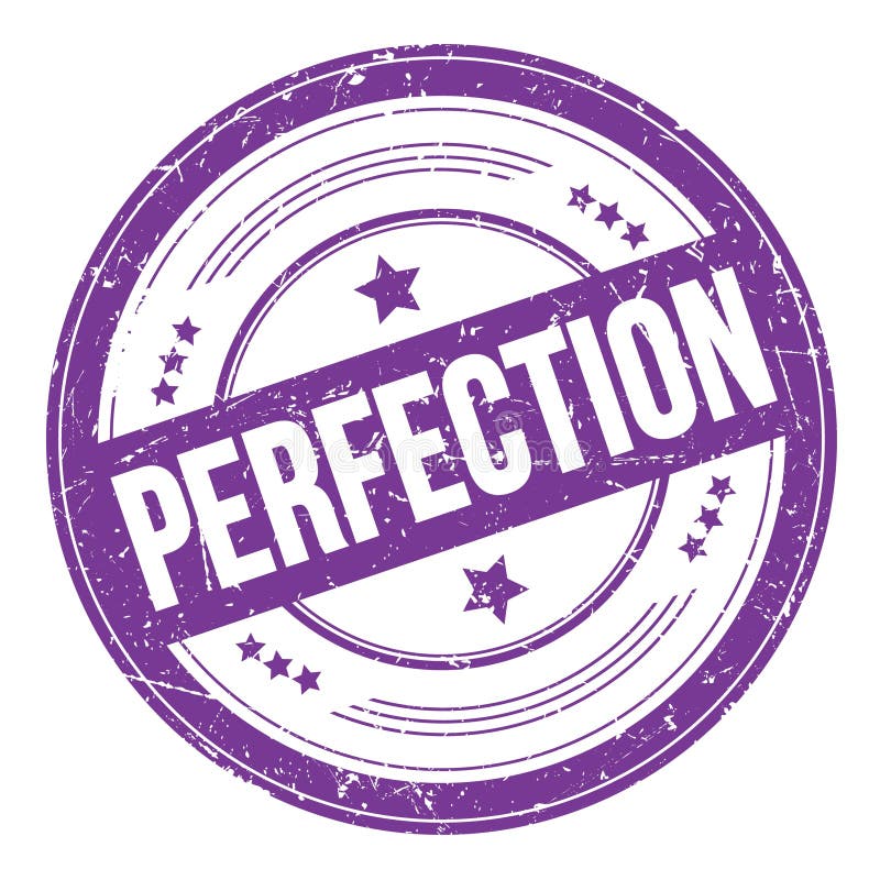 PERFECTION Text on Violet Indigo Round Grungy Stamp Stock Illustration ...