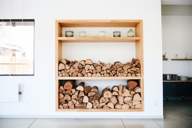 Perfectly Aligned Firewood in Storage Nook Stock Photo - Image of ...