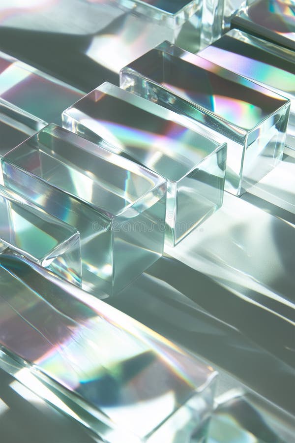 Perfectly Aligned Stack of Rectangular Glass Reflecting Light in a Soft ...