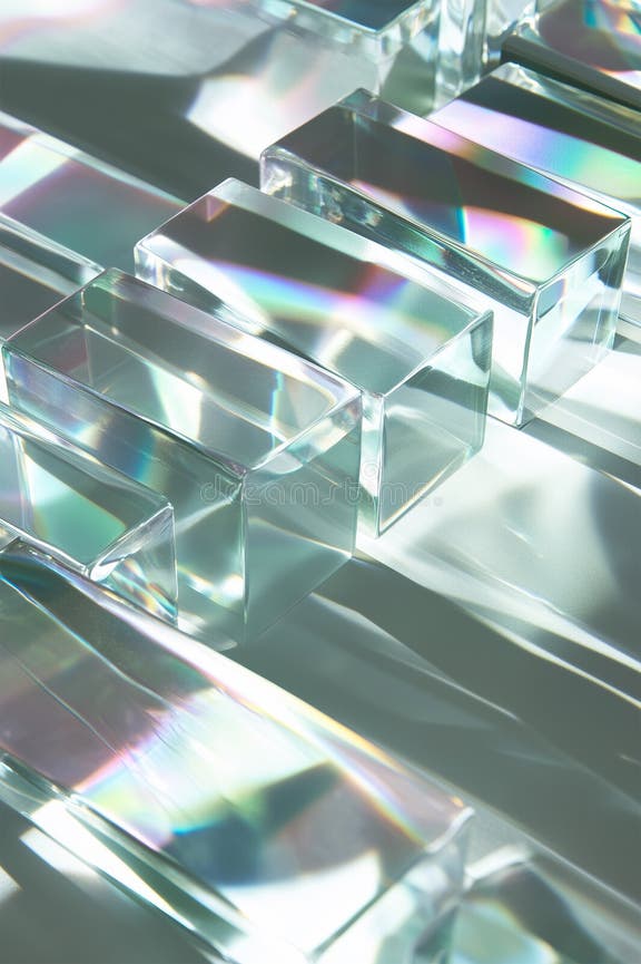 Perfectly Aligned Stack of Rectangular Glass Reflecting Light in a Soft Environment with Various ...