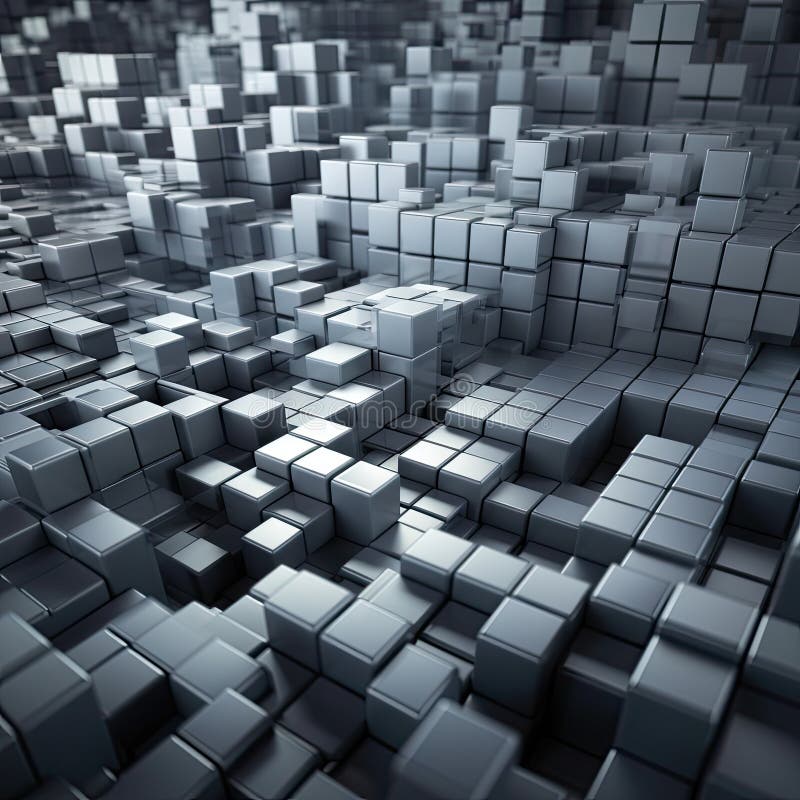 Perfectly Arranged Translucent Blocks on Modern Tech Background. Ideal ...