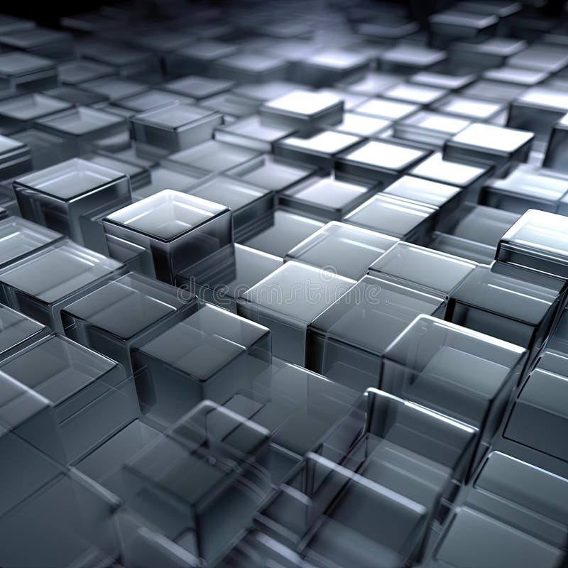 Perfectly Arranged Translucent Blocks on Modern Tech Background. Ideal ...