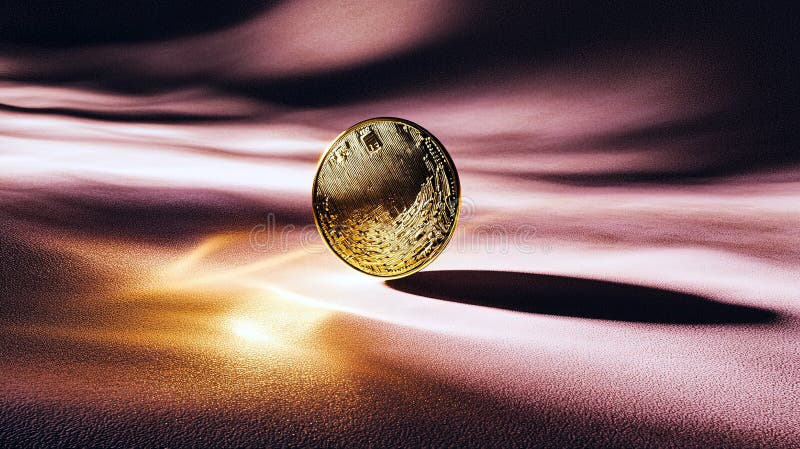 Perfectly Balanced Gold Coin on Edge Creating a Captivating Play of ...