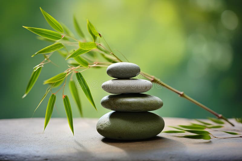 Perfectly Balanced Stacked Stones Set Against a Light Green Background ...
