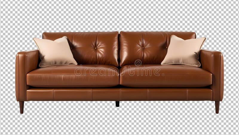 A Perfectly Centered, Front-facing View of a Modern Two-seater Caramel ...