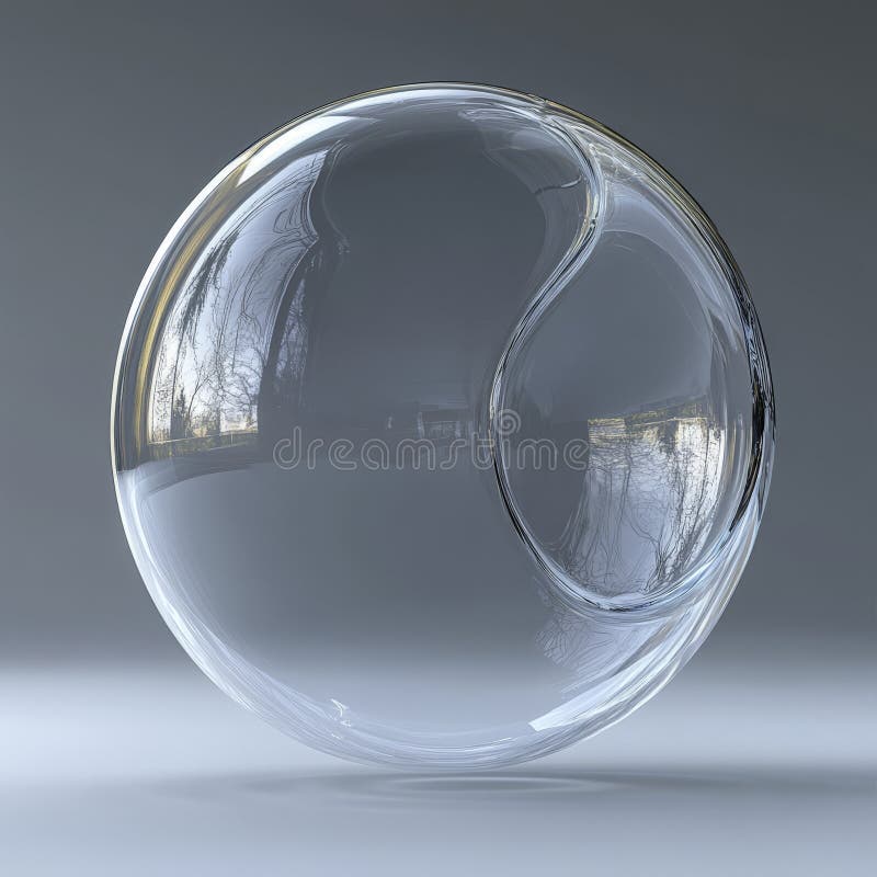 Perfectly Clear Glass Sphere, Distorted Reflections, Smooth Surface ...