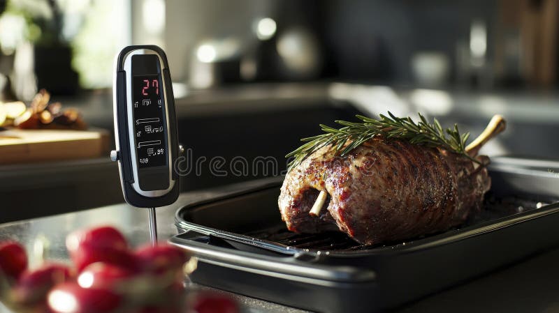 Perfectly Cooked Meat Using a Digital Meat Thermometer in a Modern ...