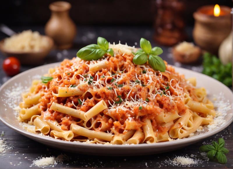 Perfectly Cooked Pasta, Covered with a Generous Layer of Aromatic Sauce ...