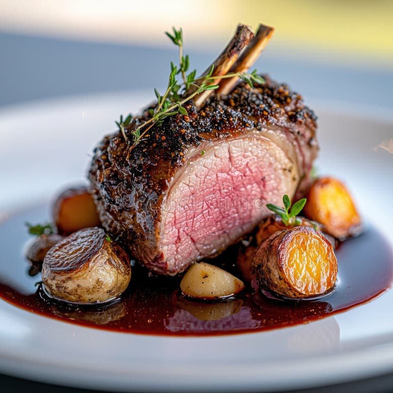Perfectly Cooked Steak with Roasted Vegetables Stock Illustration ...