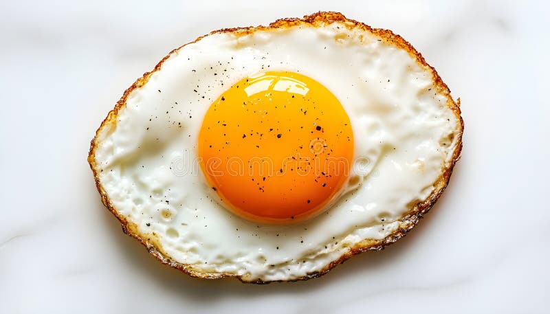 Perfectly Cooked Sunny Side Up Egg on Plain White Background with ...