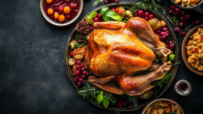 A Perfectly Cooked Turkey, Surrounded by Festive Decorations, is Ready ...