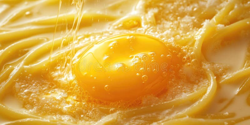A Perfectly Fried Egg Rests Atop a Bed of Golden Spaghetti, Creating a ...