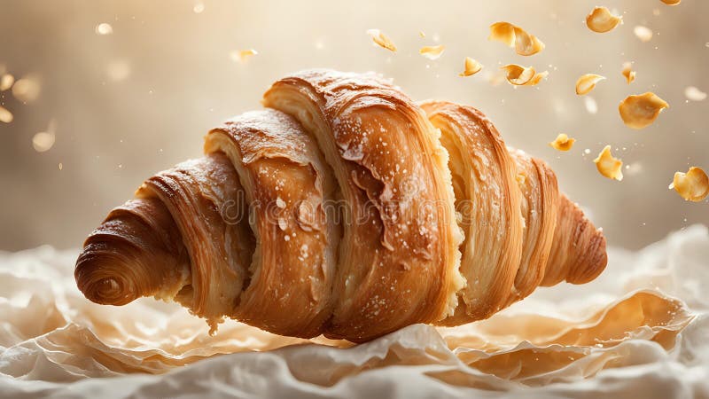 Perfectly Golden and Flaky Croissant on Display for Bakery ...