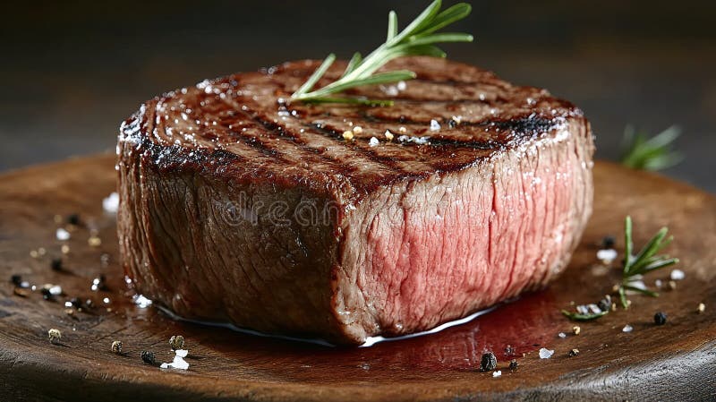 Perfectly Grilled Steak, Medium-rare, with Rosemary Stock Photo - Image ...