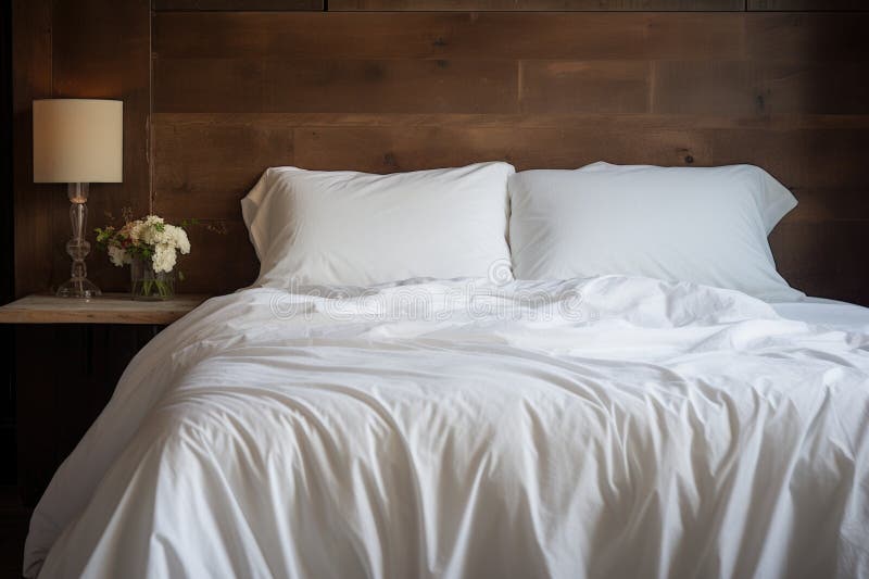 A Perfectly-made Bed with Pure White Linens Stock Illustration ...